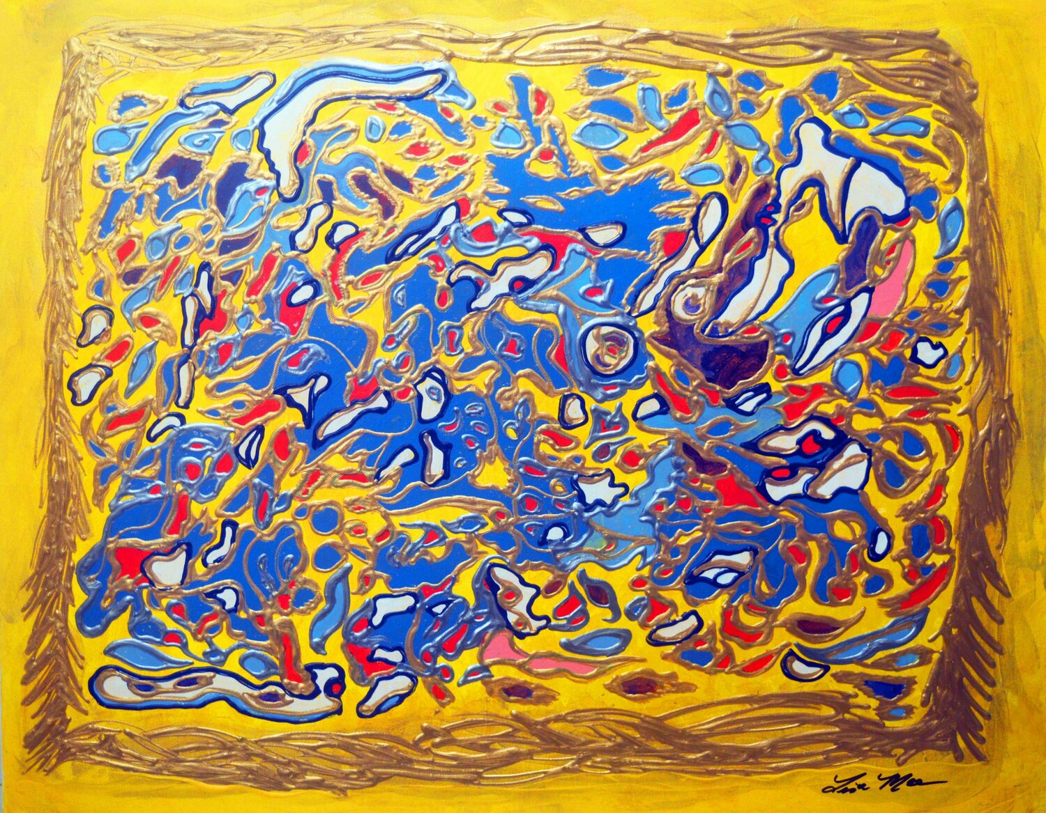 Wave Rhythm by Lisa Mee (2020) : Painting Acrylic, Gilding on Canvas ...