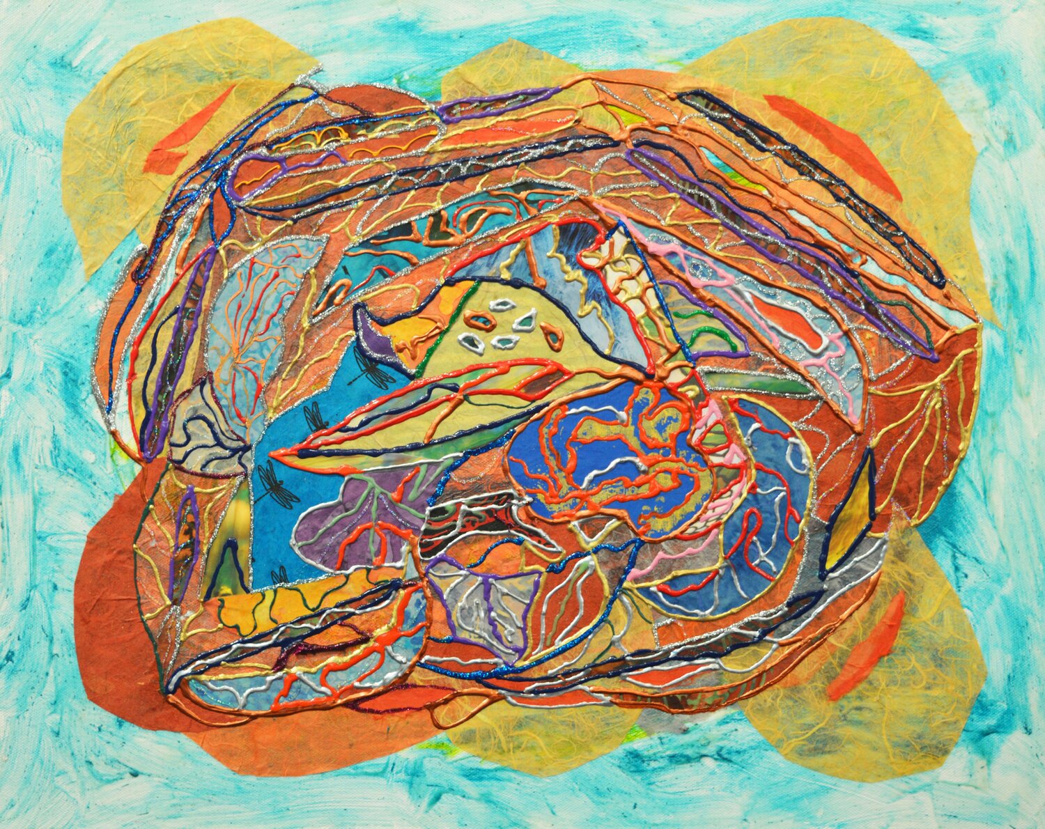 Indigo Merge by Lisa Mee (2019) : Painting Acrylic, Gilding on Canvas ...