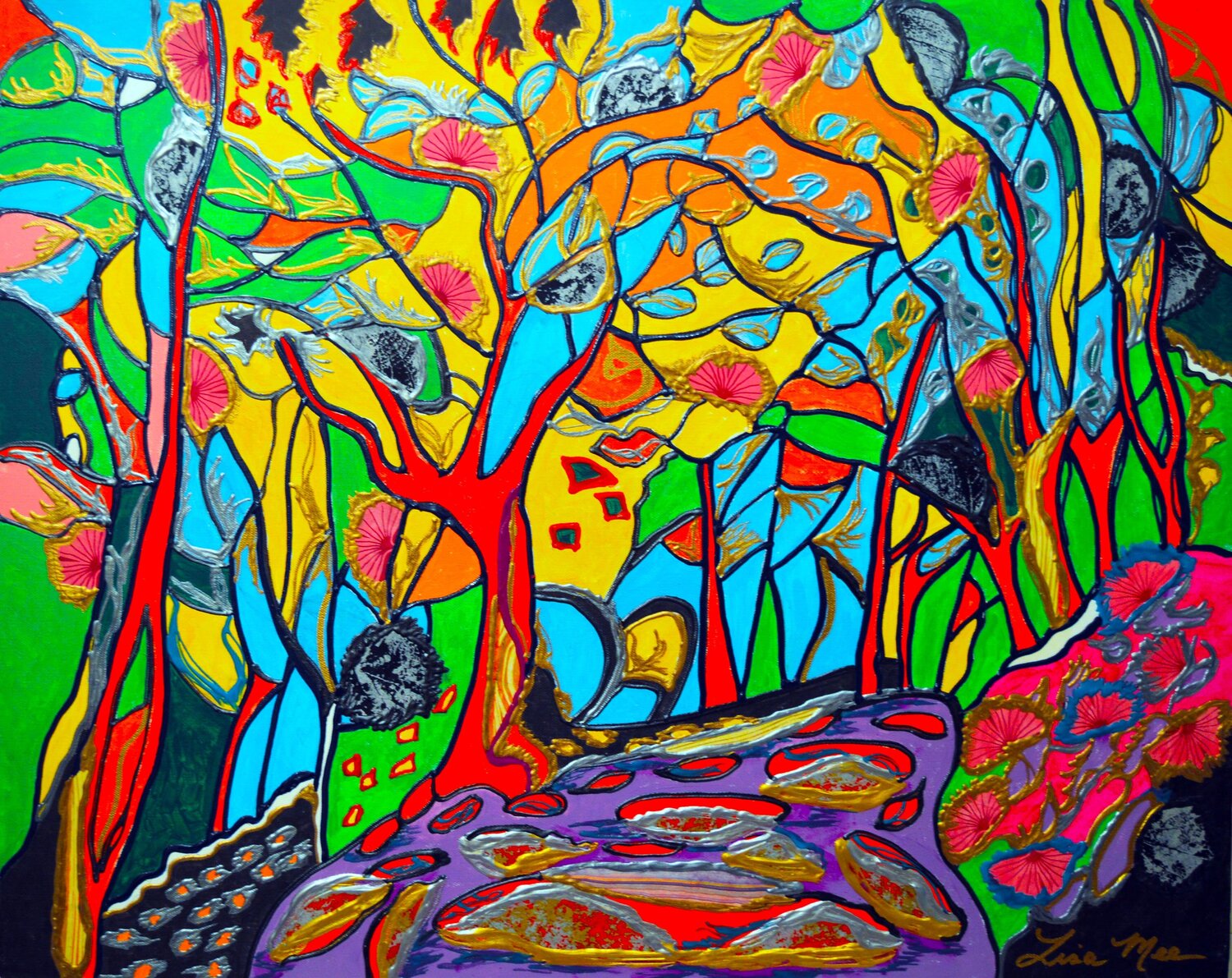 ORNATE FOREST by Lisa Mee (2022) : Painting Acrylic, Collage on Canvas ...