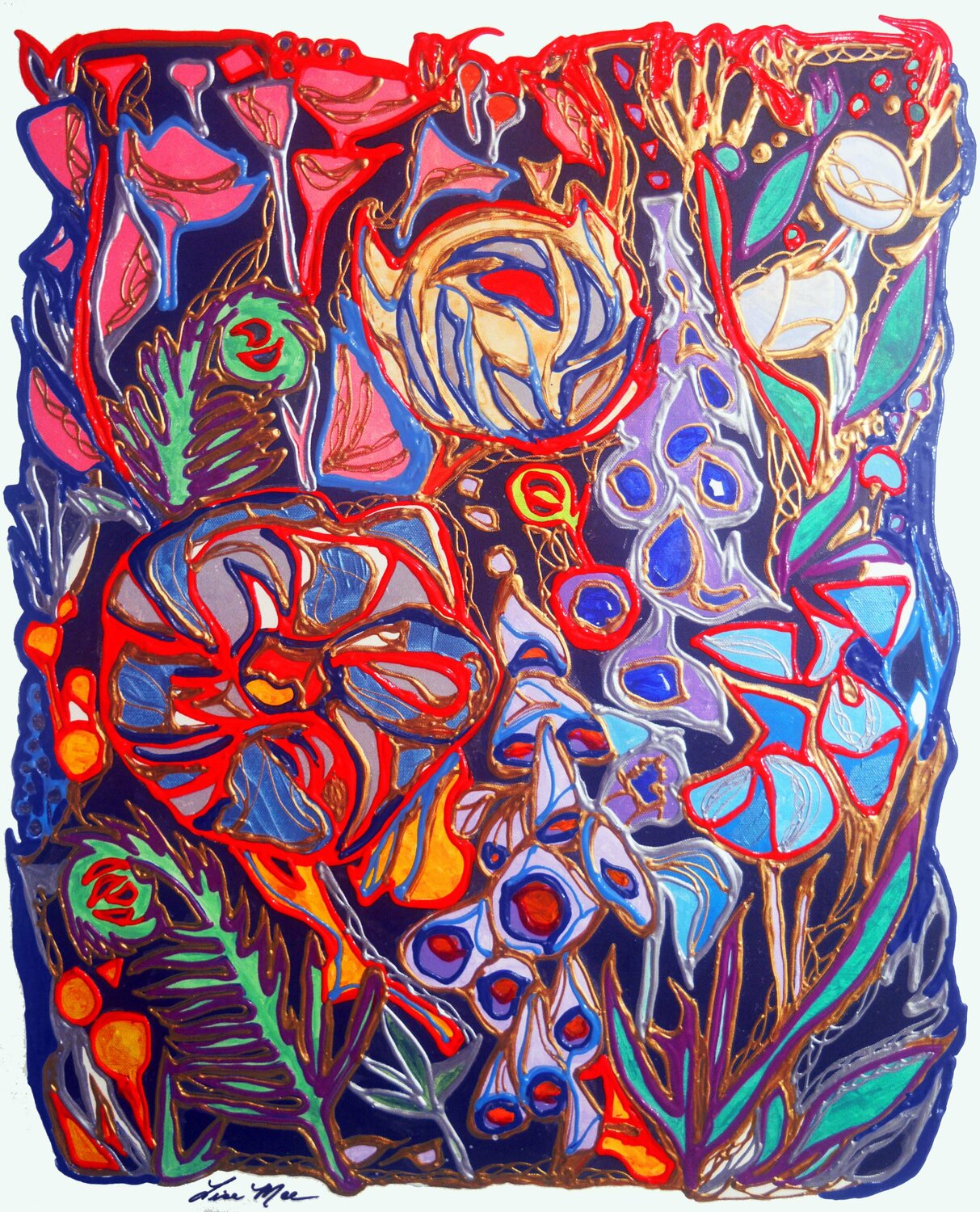 Emblazoned Flora by Lisa Mee (2020) : Painting Acrylic, Gilding on ...