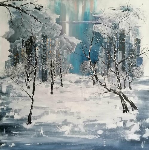 Brumes et neige by Anne Robin (2022) : Painting Acrylic on Canvas ...