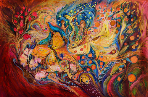 Adam and Hava - Temptation von Elena Kotliarker (2023): Malerei Acryl ...