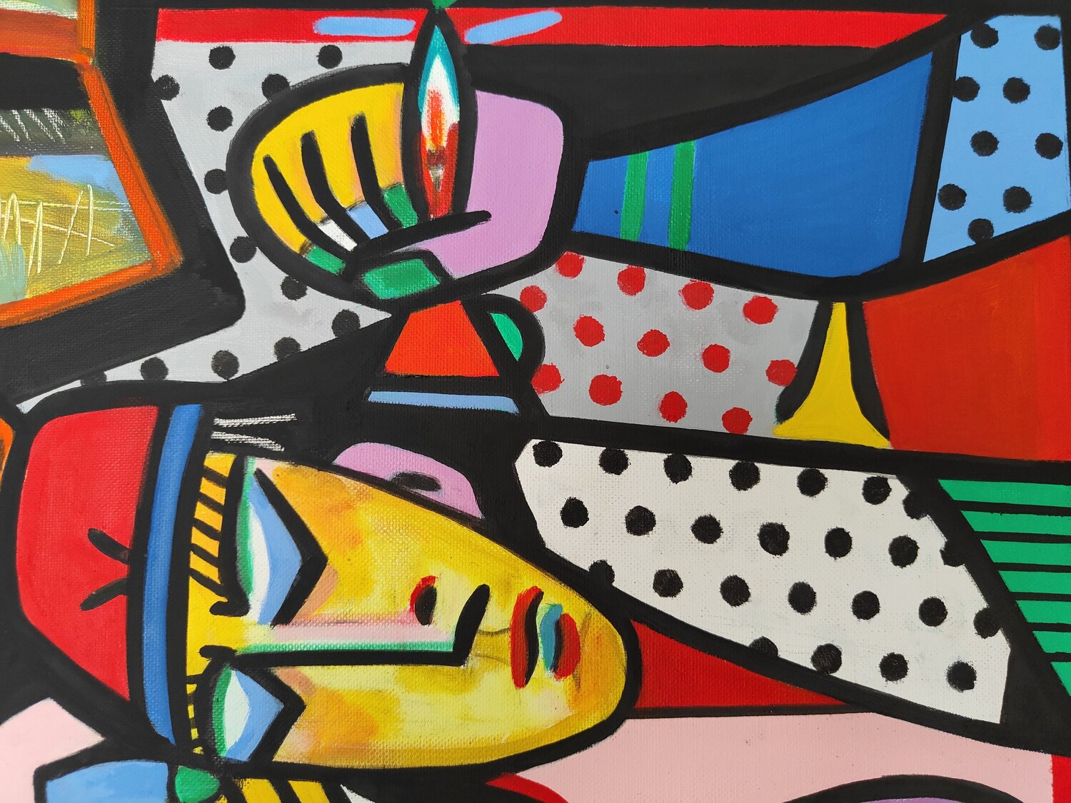 Assis sur son oeuvre by Zafi (2022) : Painting Oil on Canvas - Singulart