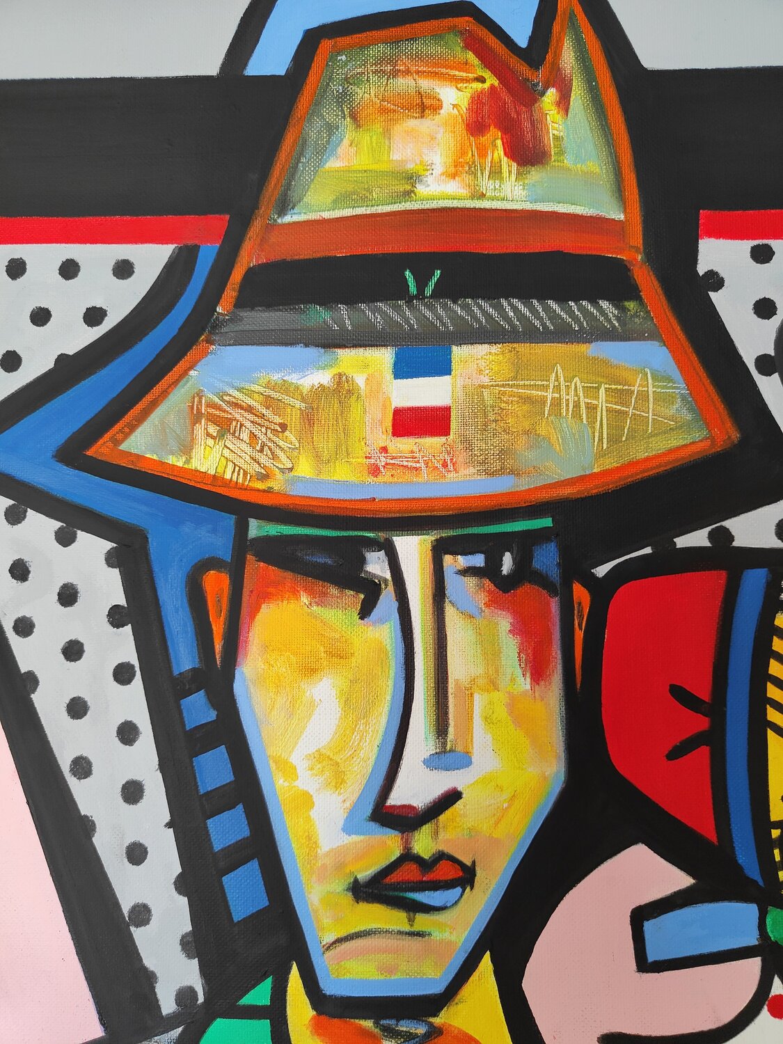 Assis sur son oeuvre by Zafi (2022) : Painting Oil on Canvas - Singulart