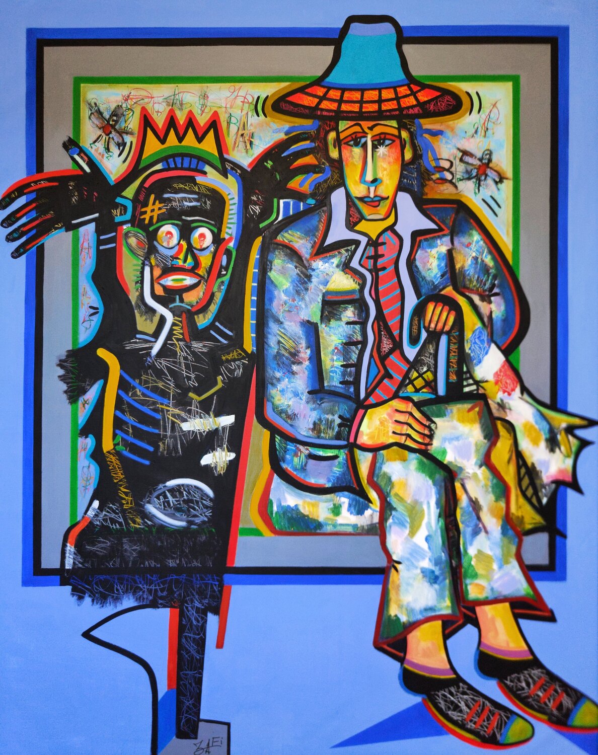 L'artiste et son marchand von Zafi (2024): Malerei Acryl auf Leinwand ...