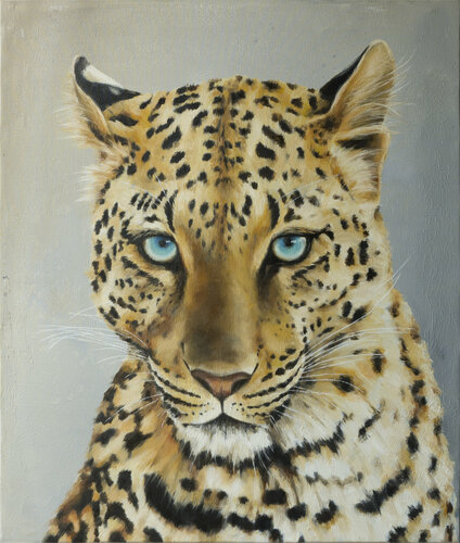 Portrait of a leopard by Lisa Braun (2020) : Painting Oil on Canvas ...