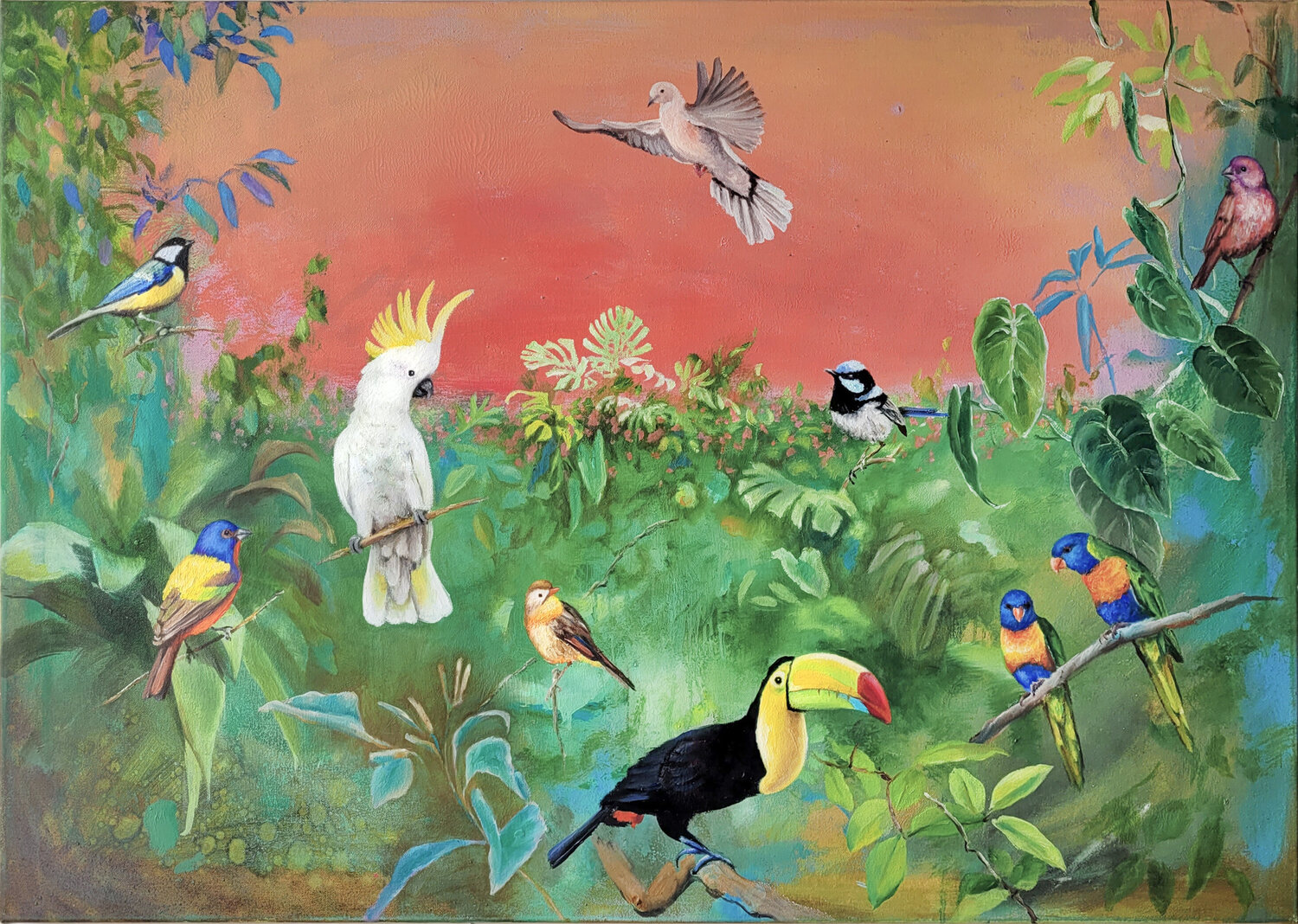 Sunset In The Jungle by Lisa Braun (2023) : Painting Oil on Canvas ...