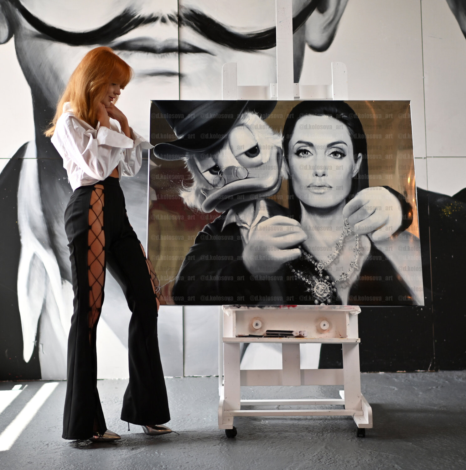 Duck and Angelina Jolie by Daria Kolosova (2023) : Painting Oil on ...