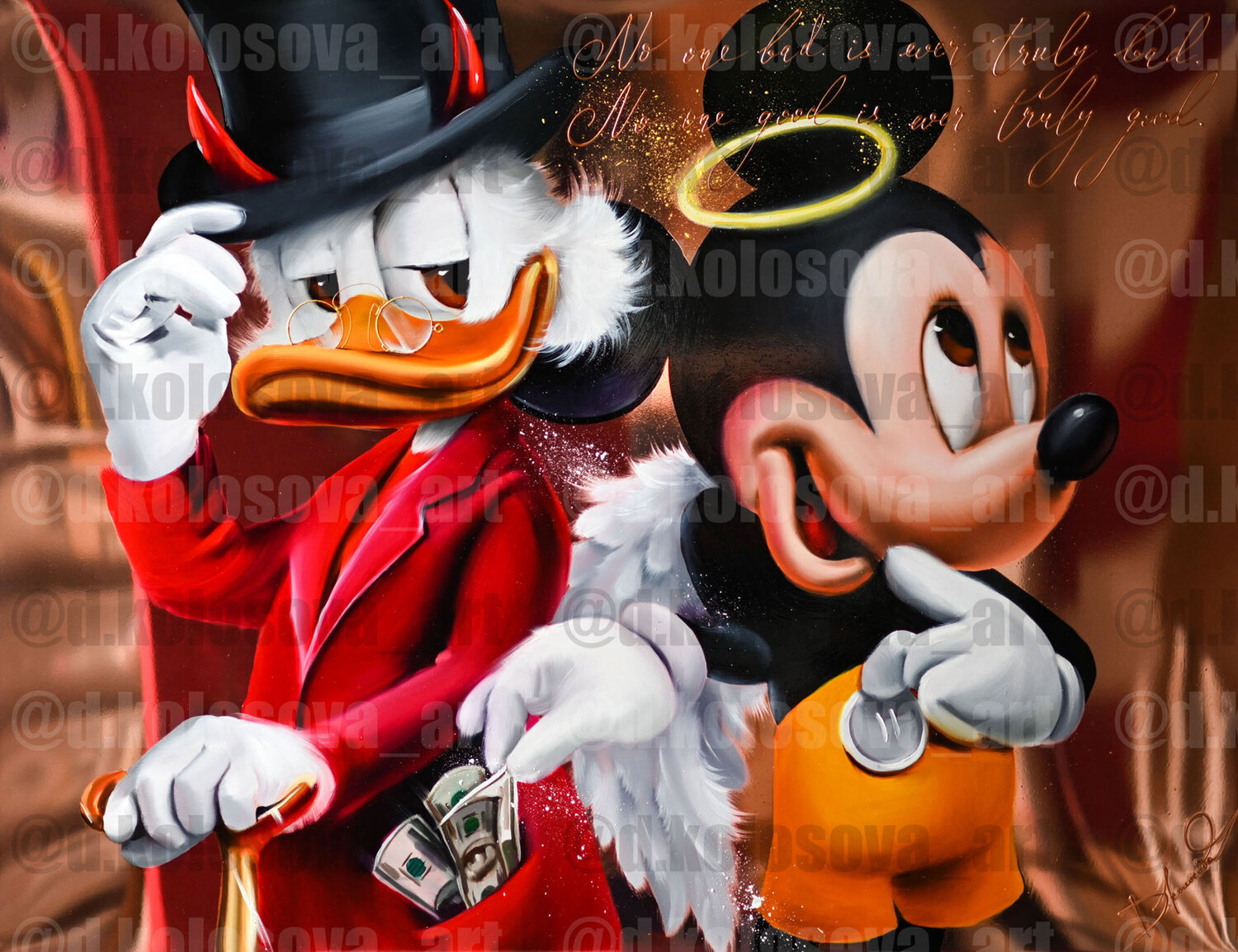 Angel or Devil by Daria Kolosova (2022) : Painting Oil on Metal - Singulart