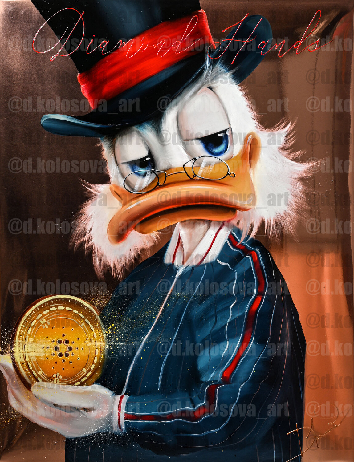 Duck with Cardano Coin by Daria Kolosova (2021) : Painting Oil on Metal ...
