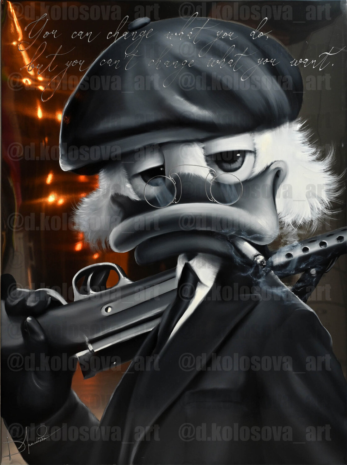 Peaky Duck by Daria Kolosova (2022) : Painting Oil on Metal - SINGULART