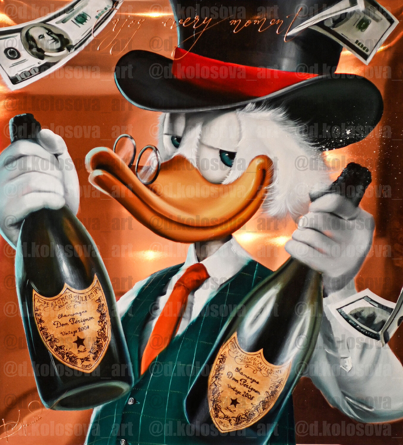 Dom Perignon by Daria Kolosova (2023) : Painting Oil on Metal - Singulart