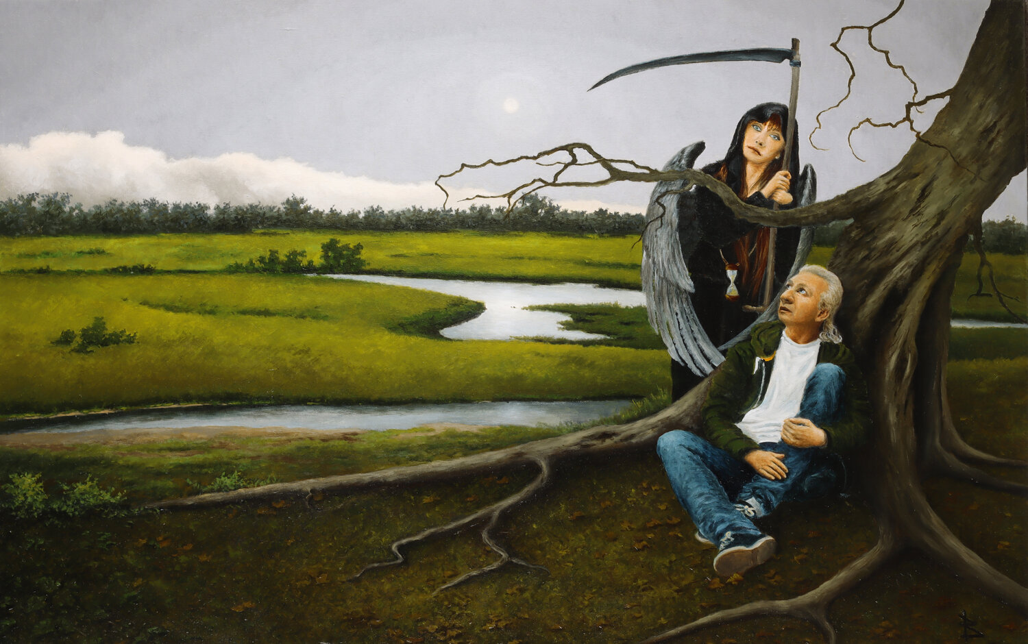 Self-portrait with death by Oleg Baulin (2024) : Painting Oil on Canvas ...