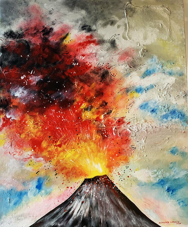 Volcano Acrylic Painting