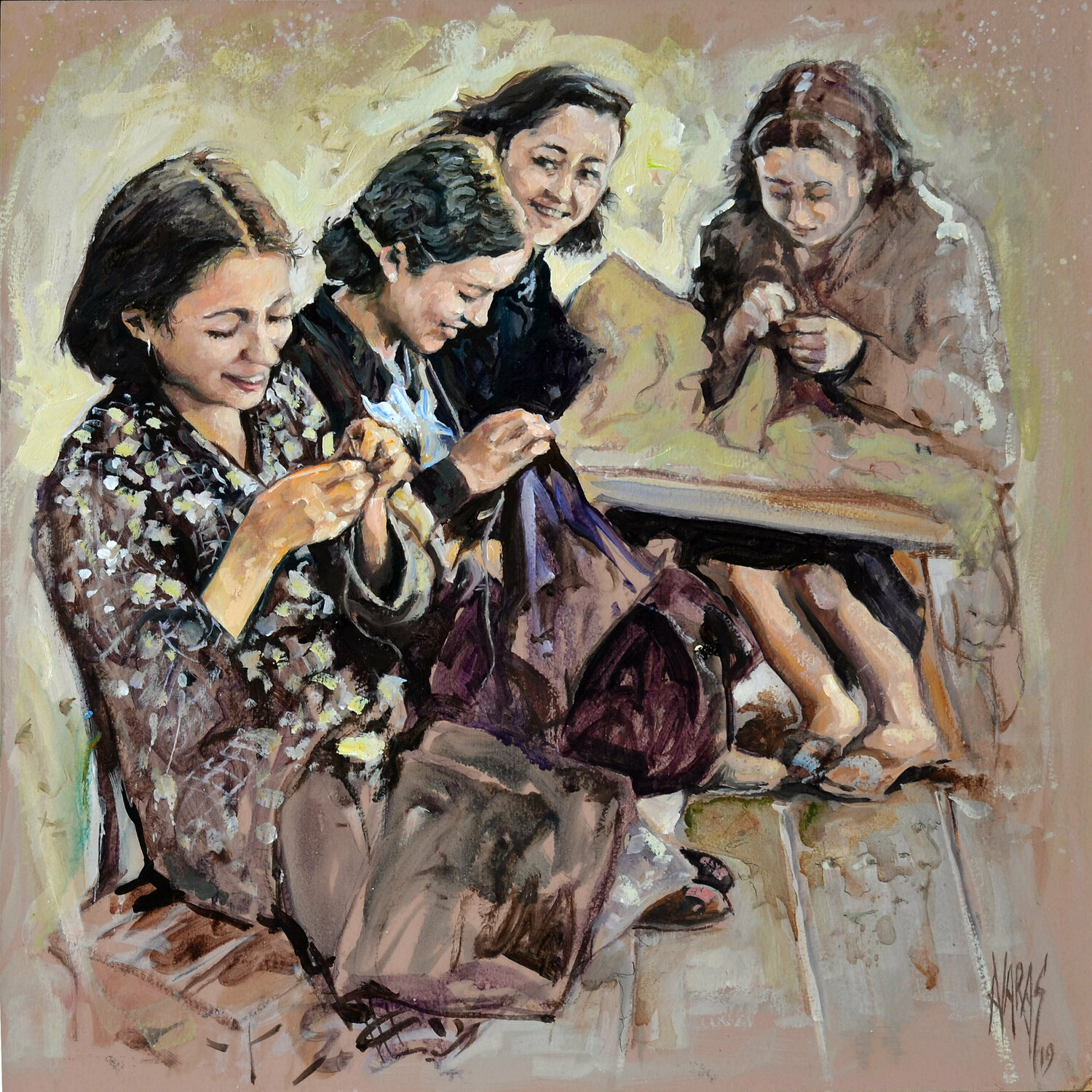 COSTURERAS by Antonio Varas de la Rosa (2020) : Painting Oil on Wood ...