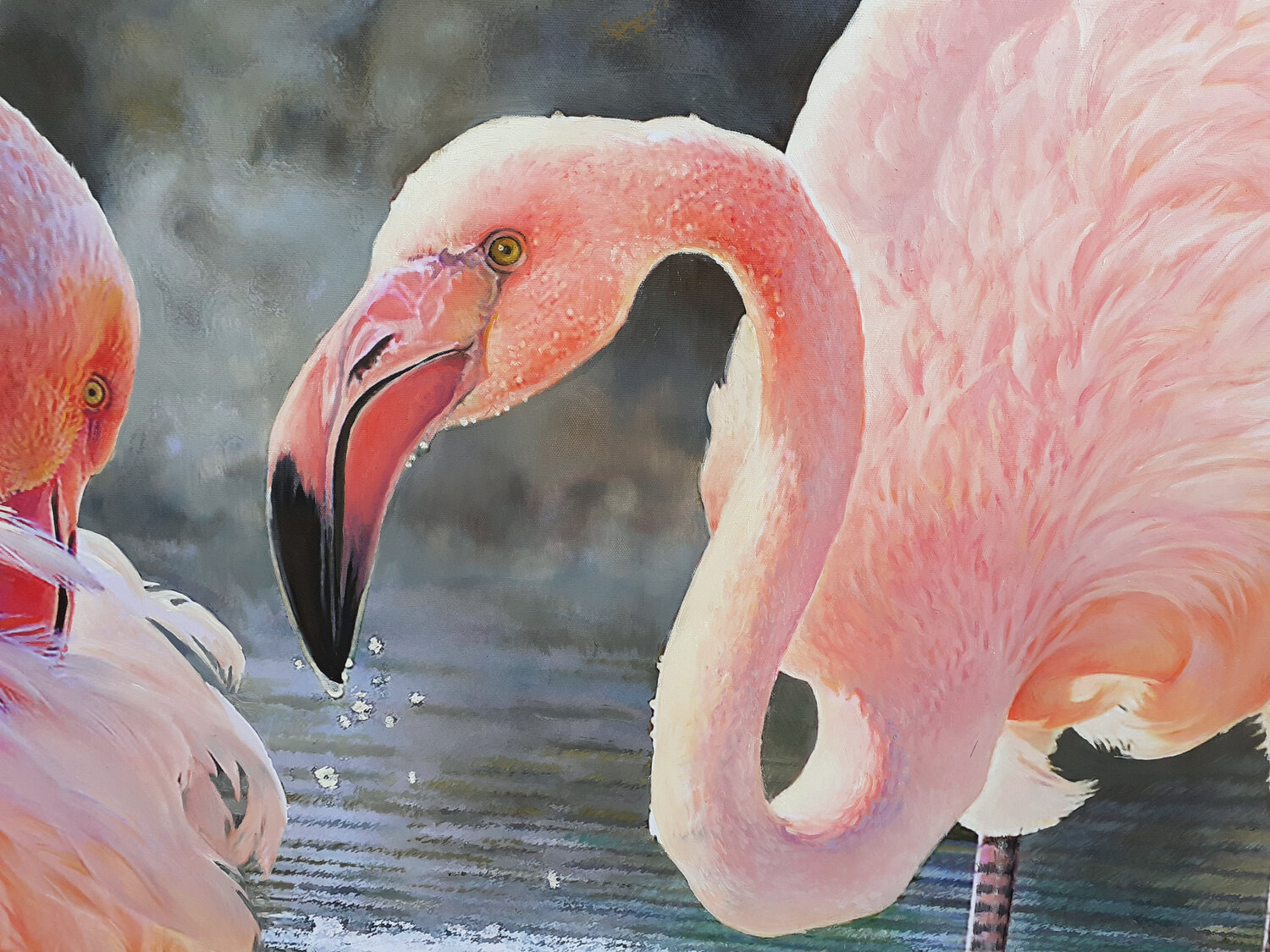 PINK FLAMINGOS by Tatiana Rezvaya (2023) : Painting Oil on Canvas ...