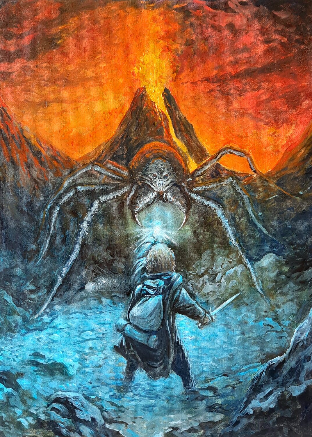 Hobbit Sam Gamgee fighting Shelob in Mordor by Dmitry Yakhouski (2023) : Painting Oil on Canvas ...