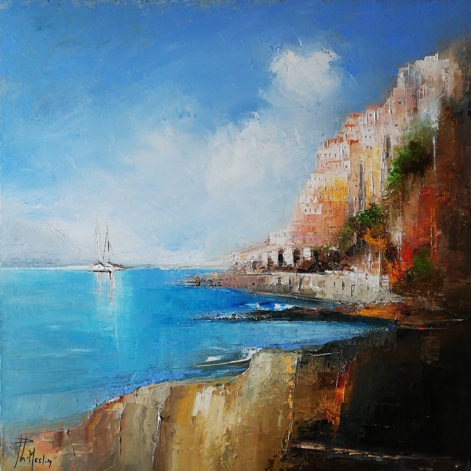 Riviera italienne by Philippe Meslin (2023) : Painting Oil on Linen ...