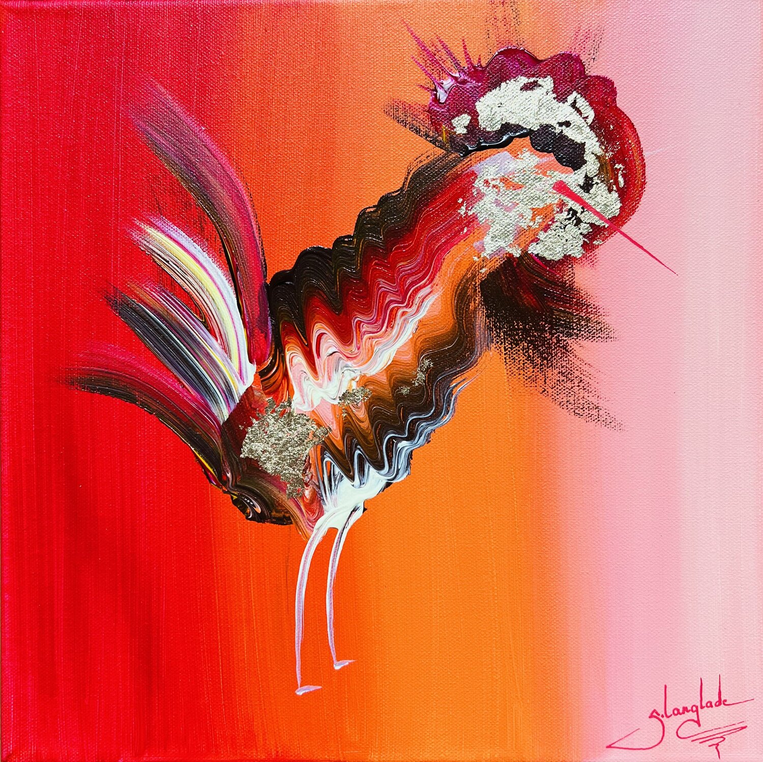 Oiseau fugace 2 by Sandrine Langlade (2022) : Painting Acrylic, Gilding ...