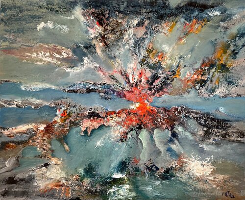 Marée basse 6 by Marie T. Roche (2025) : Painting Oil, India Ink on ...