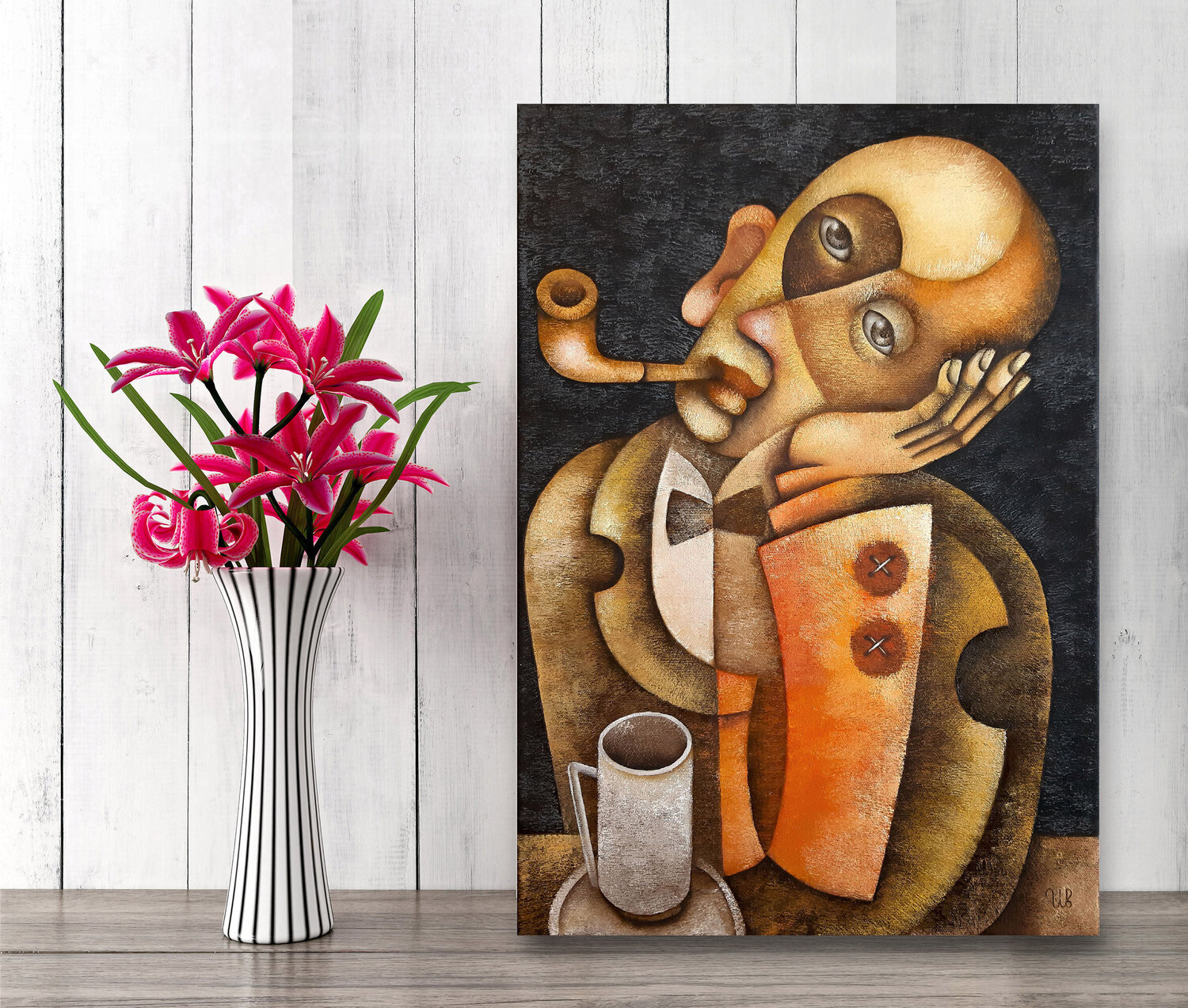 Man with a Pipe von Eugene Ivanov (2023): Malerei Öl auf Leinwand - Singulart