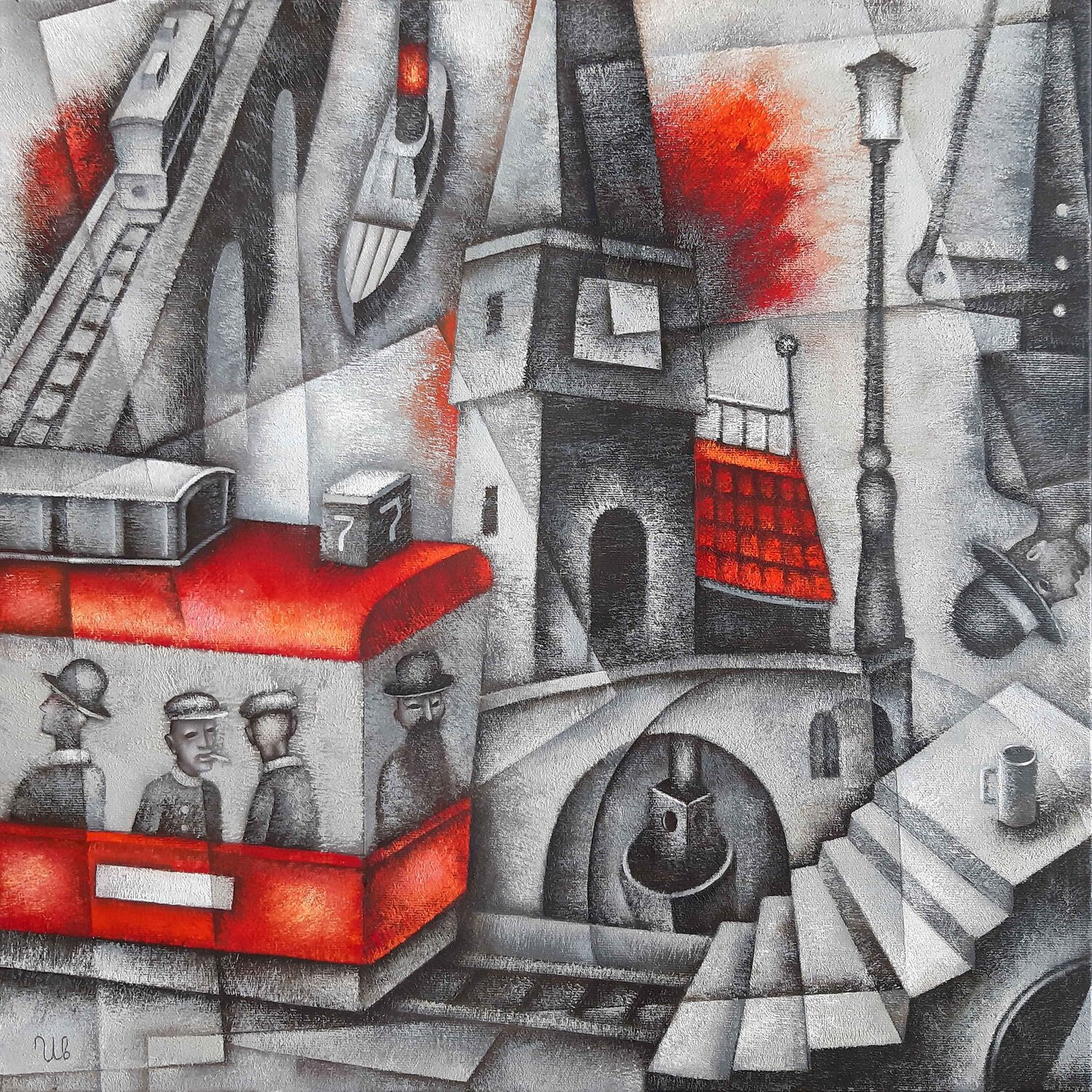 Tram Number Seven von Eugene Ivanov (2022): Malerei Öl auf Leinwand - SINGULART