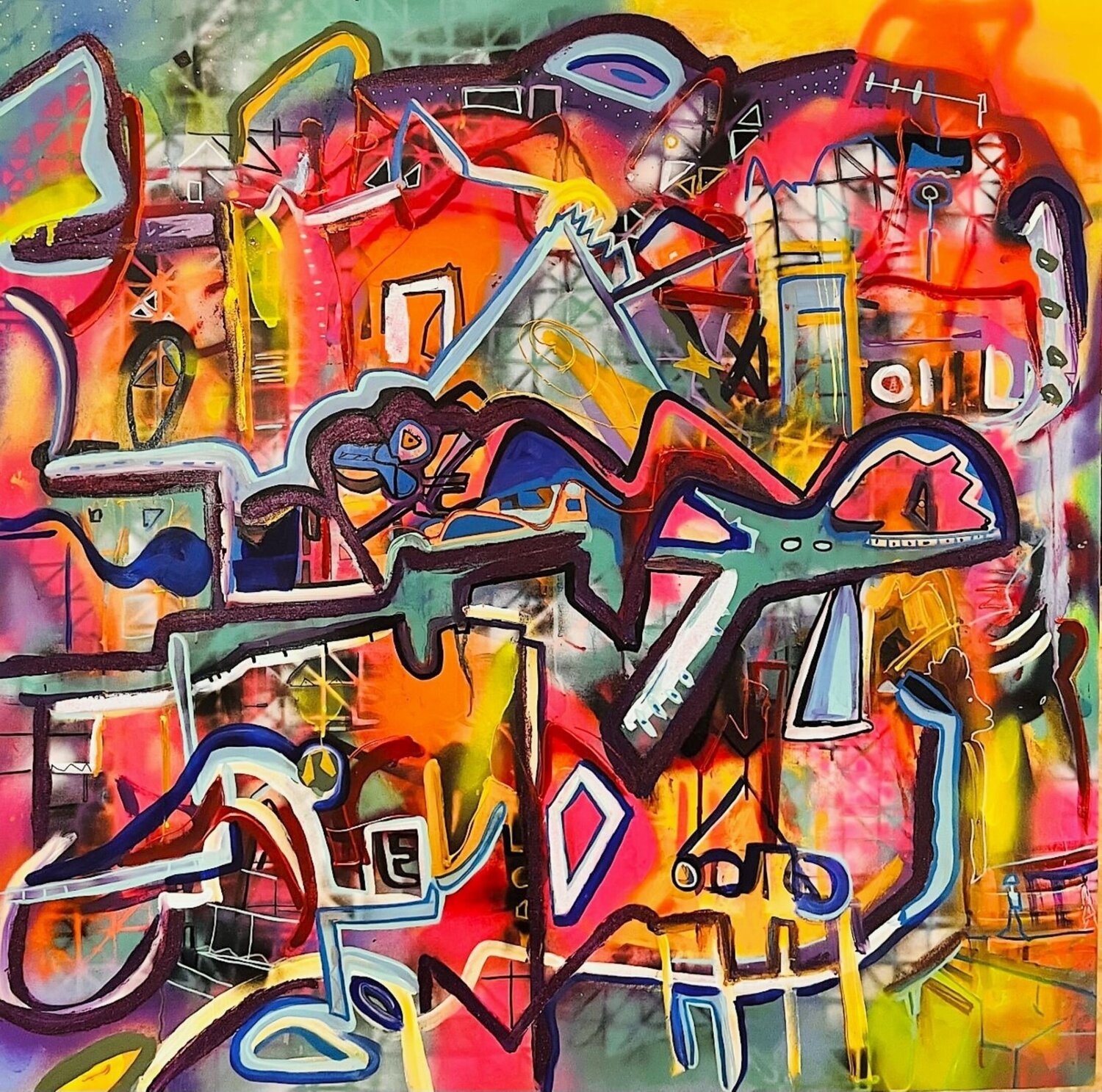 Urban art von Muriel Deumié (2022): Malerei Acryl, Farbspray auf Leinwand - Singulart