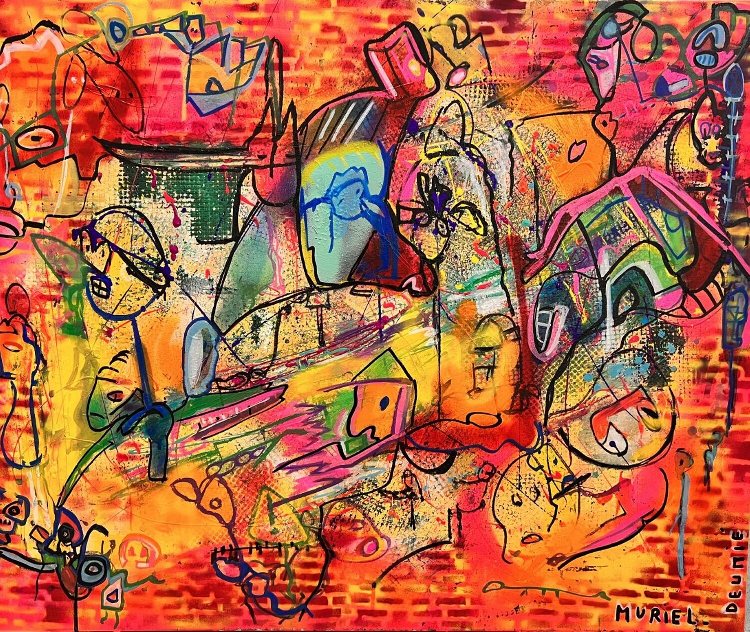 Street art in the school by Muriel Deumié (2022) : Painting Acrylic, Spray Paint on Canvas ...