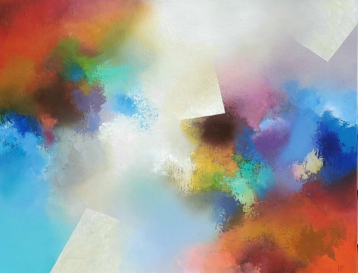 Abstract painting with squares 1 by Hanneke Pereboom (2021) : Painting ...