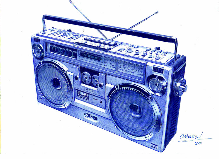 Ghetto Blaster Boombox Drawing