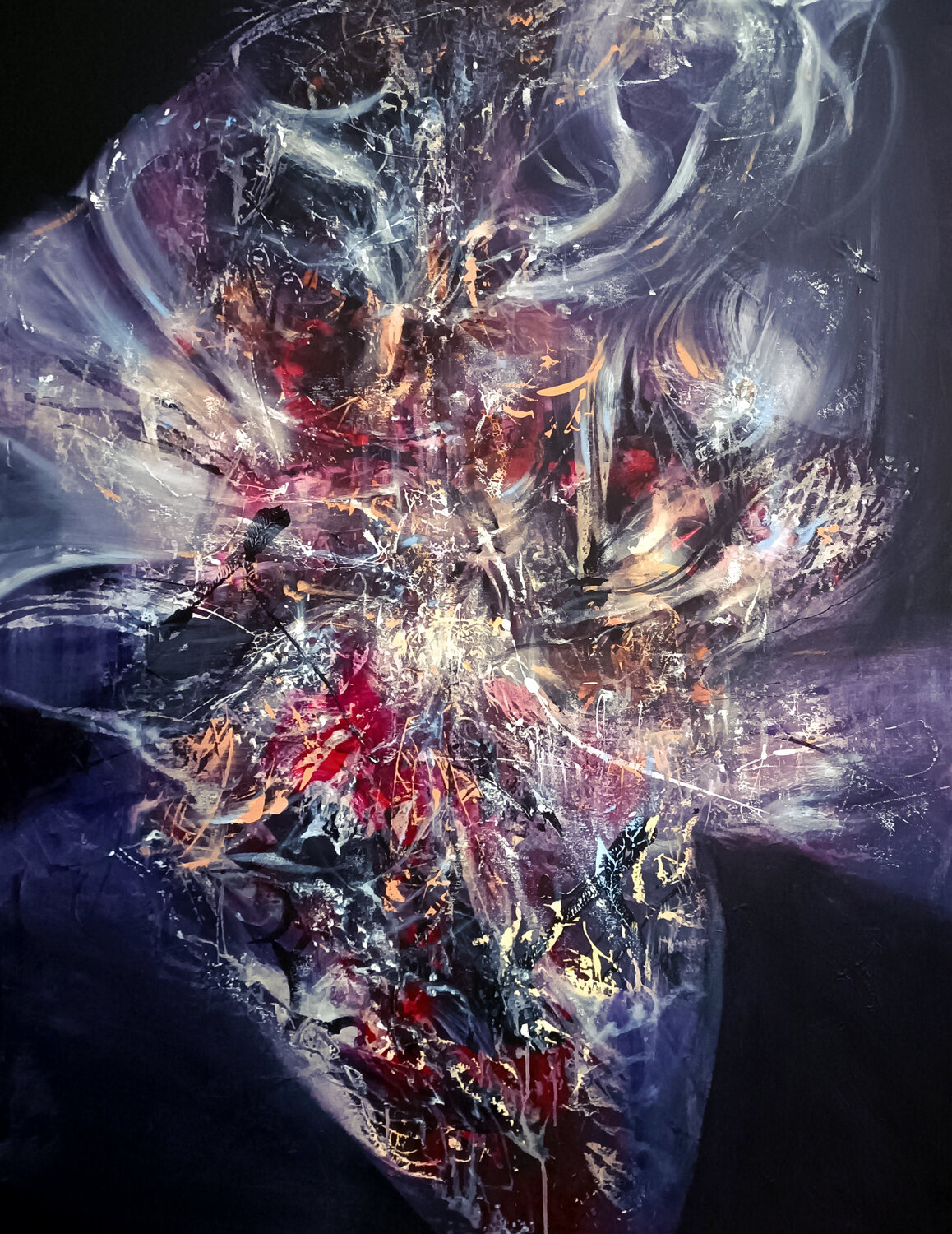 Large scale dark gothic incandescent noctrnal pot with oneiric flowers ...