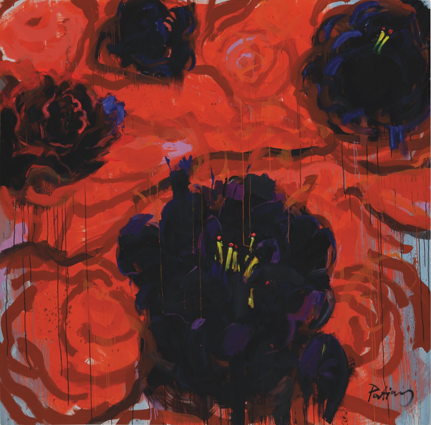Elegy of Black Flowers by Guela Patiachvili (2023) : Painting Oil on ...