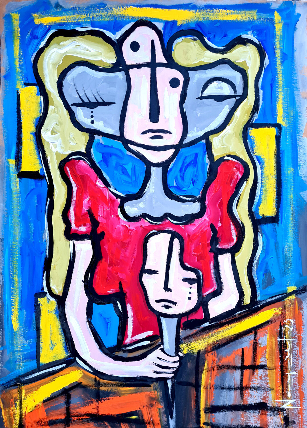 LA NIÑA TRISTE de Néstor Neyret (2023): Pintura Acrílico, Óleo en Papel ...