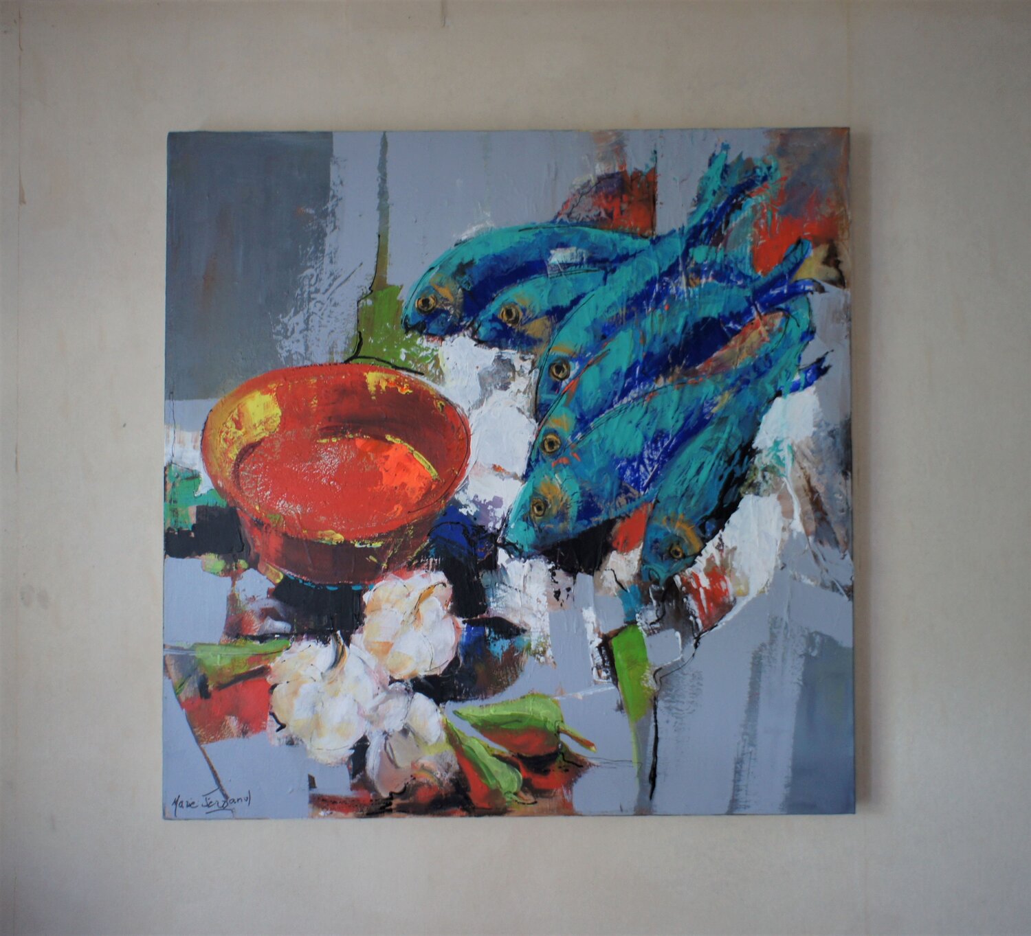 Sardines à l'ail de Marie Ferrand (2023) : Peinture Acrylique, Collage ...