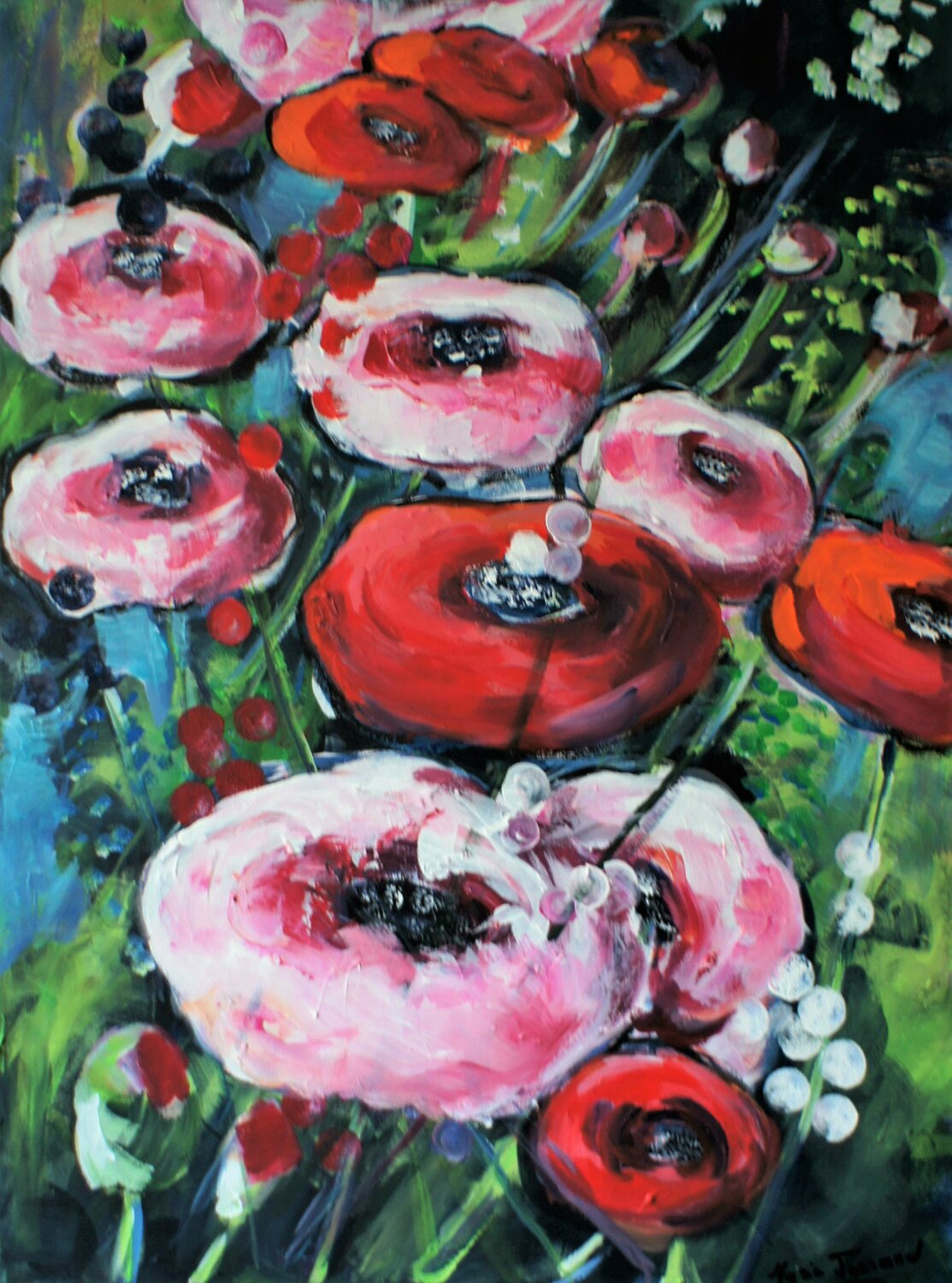 Pivoines de Marie Ferrand (2021) : Peinture Acrylique sur Toile - Singulart
