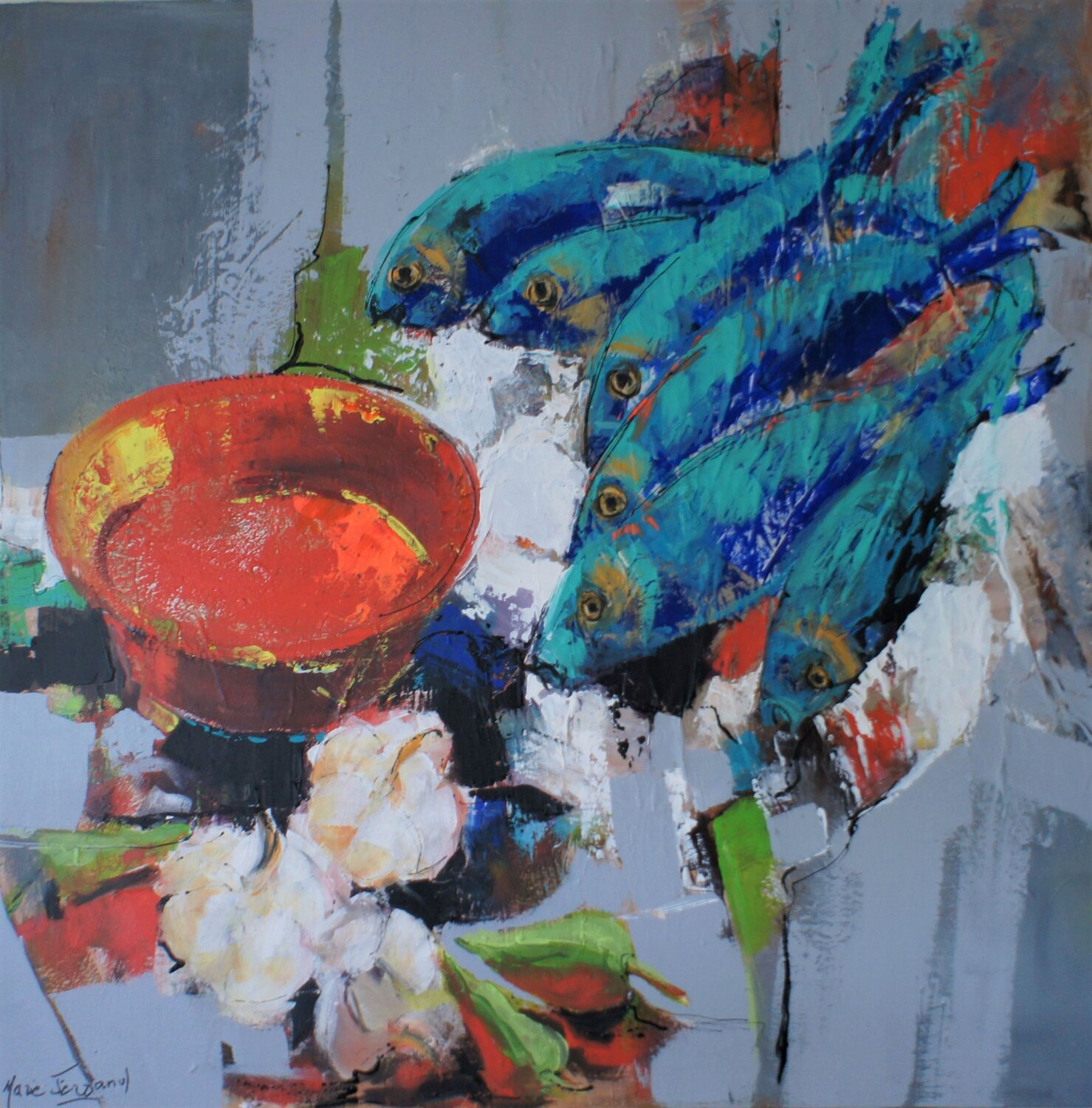 Sardines à l'ail de Marie Ferrand (2023) : Peinture Acrylique, Collage ...