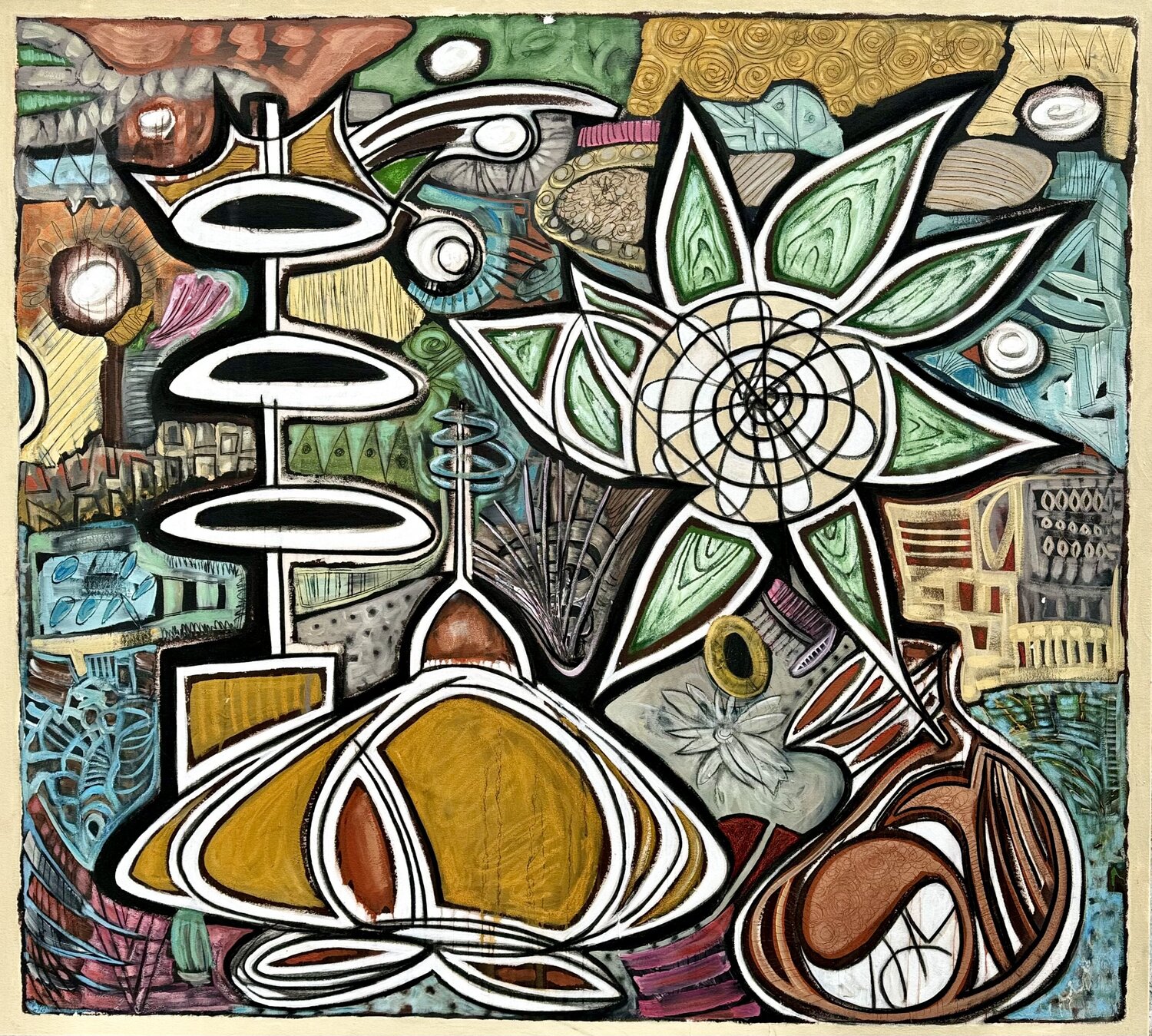 Teetering Palm by Bruce Rubenstein (2024) : Painting Acrylic, Oil on ...