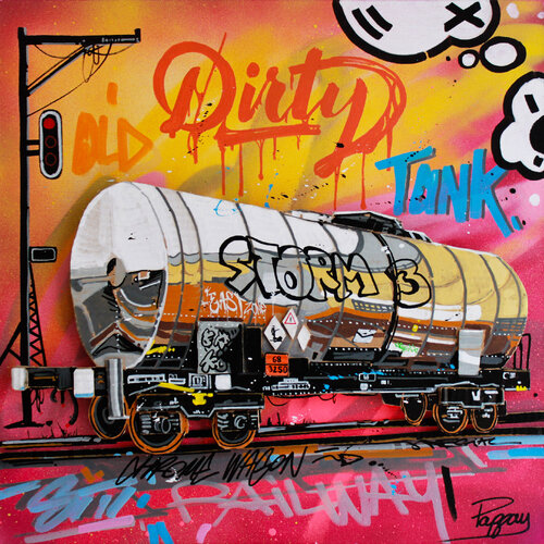 Dirty container by Pappay (2024) : Painting Acrylic, Collage on Canvas ...