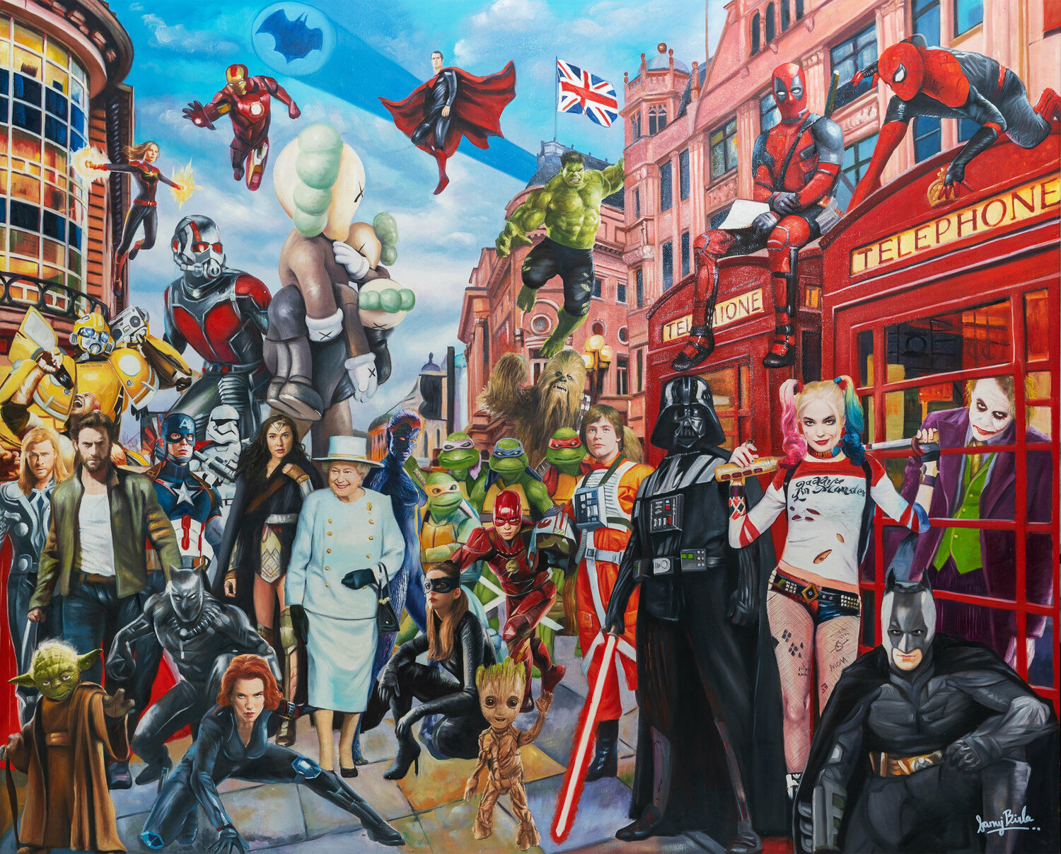 SHOWDOWN IN LONDON von Sanuj Birla (2022): Malerei Acryl, Öl auf Leinwand - SINGULART