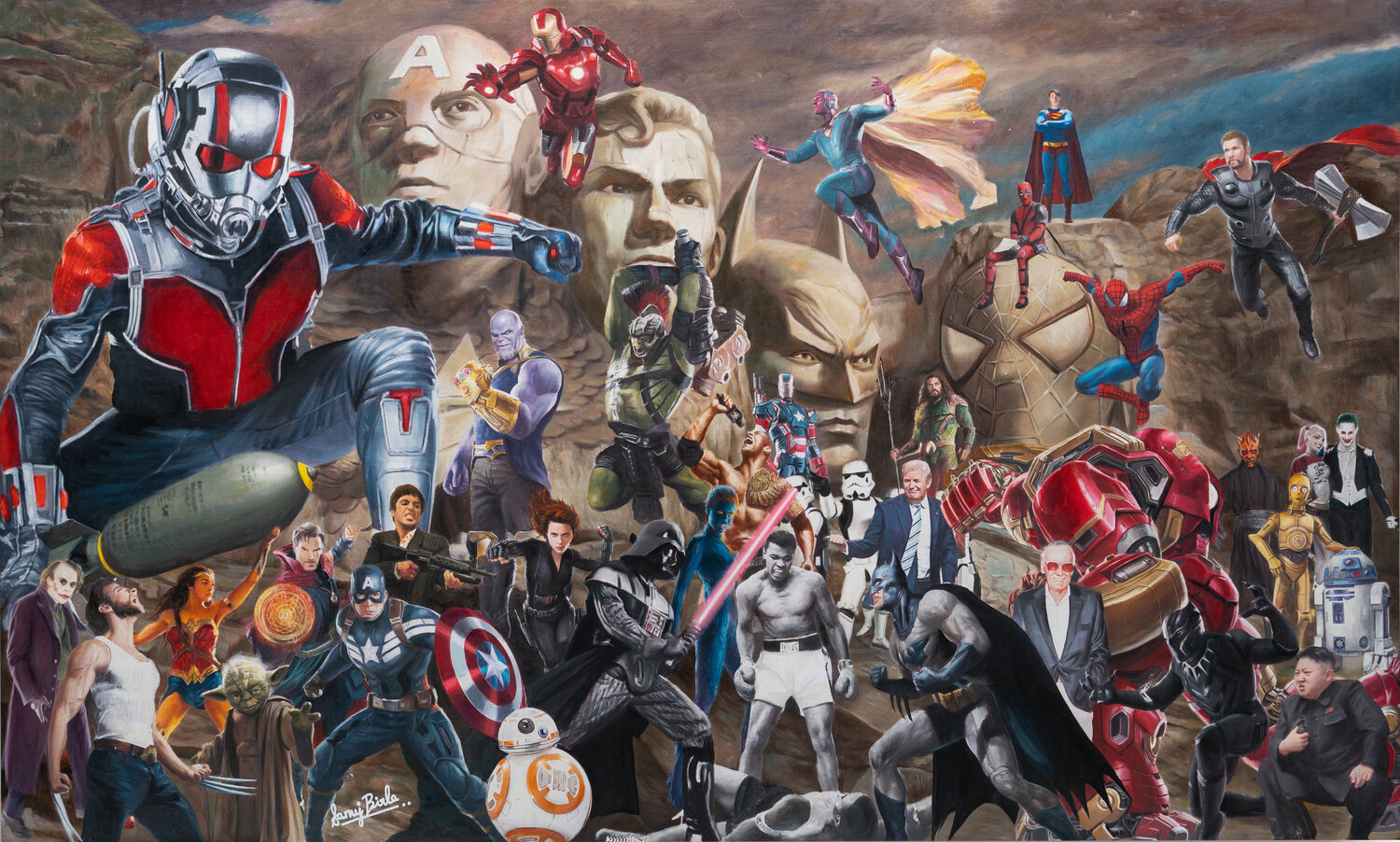 SHOWDOWN at Mt. Rushmore by Sanuj Birla (2021) : Painting Acrylic, Oil on Canvas - Singulart