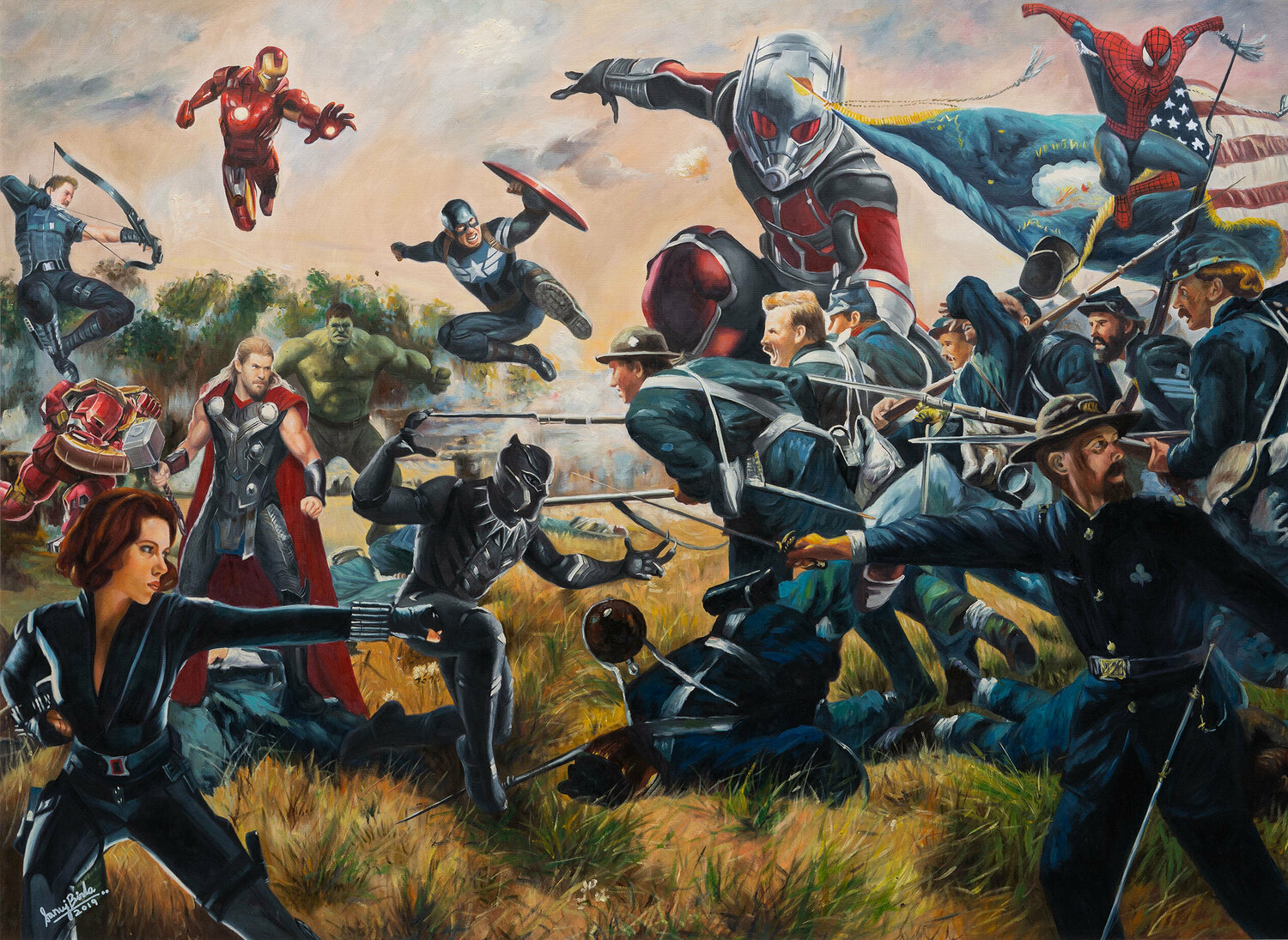 AVENGERS CIVIL WAR by Sanuj Birla (2018) : Painting Oil on Canvas - Singulart
