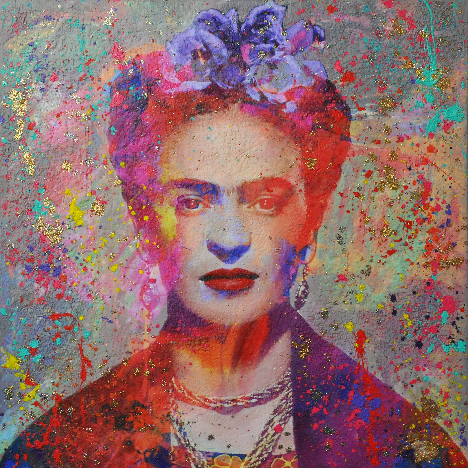 Frida Kahlo by Karin Vermeer (2022) : Painting Acrylic, Collage on ...