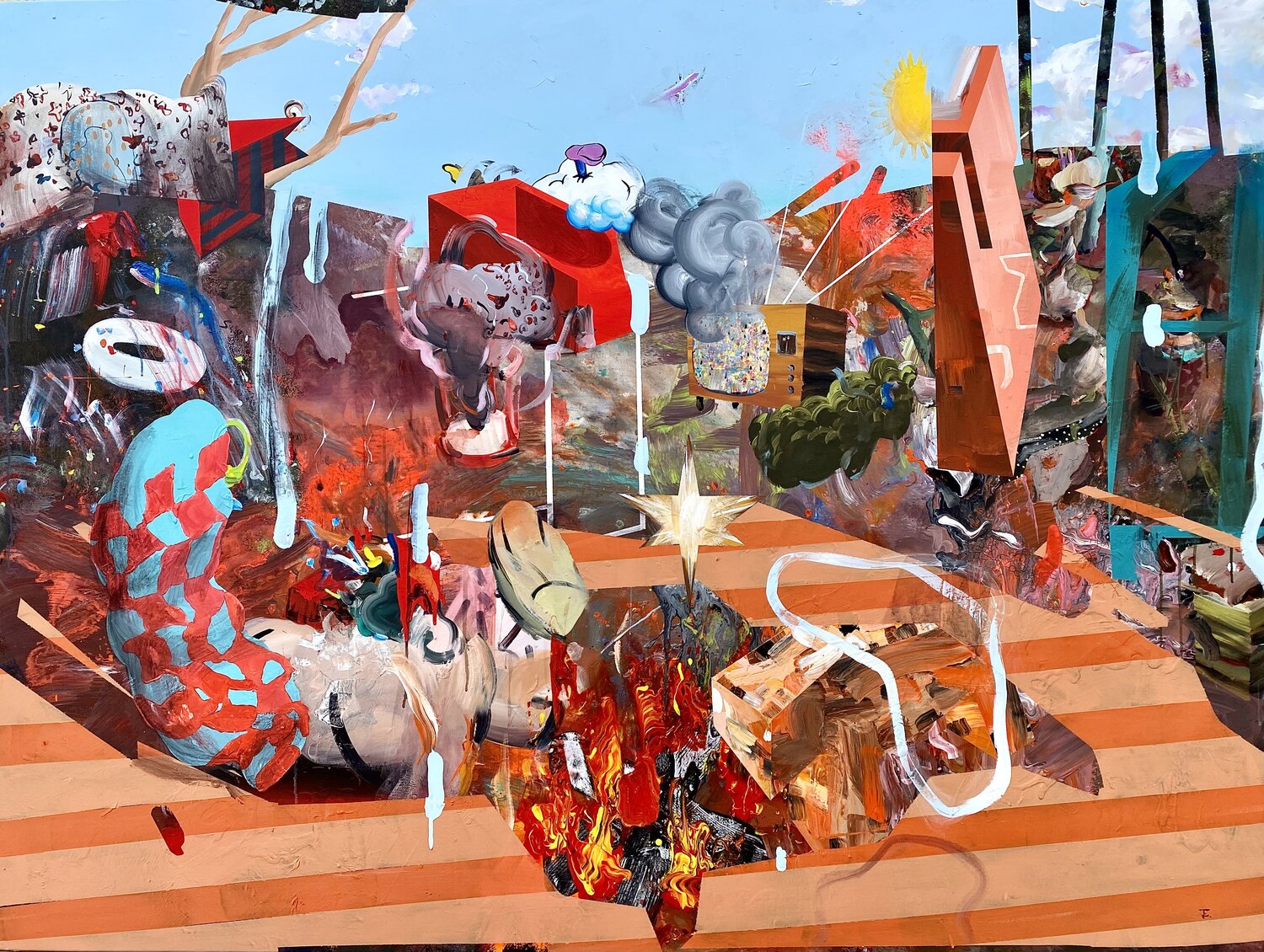 Playing War 10 by Edith Torony (2022) : Painting Acrylic on Canvas ...