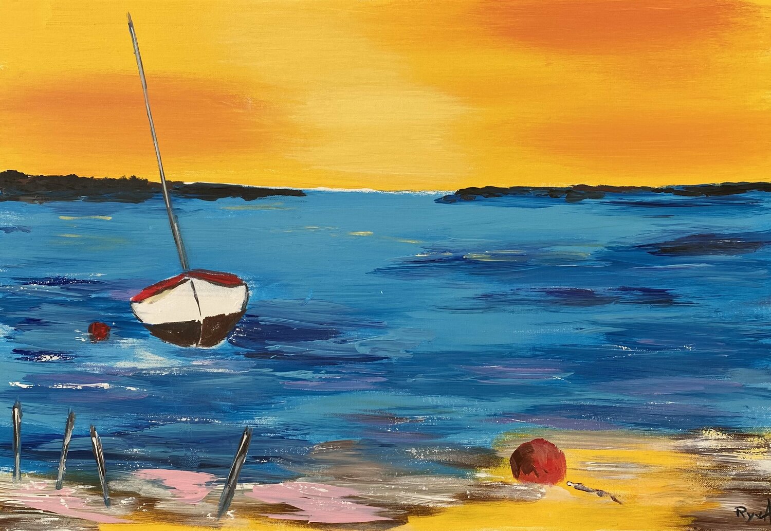 THE RED AND WHITE SAILBOAT de Mr Mindwash (2021): Pintura Acrílico en ...