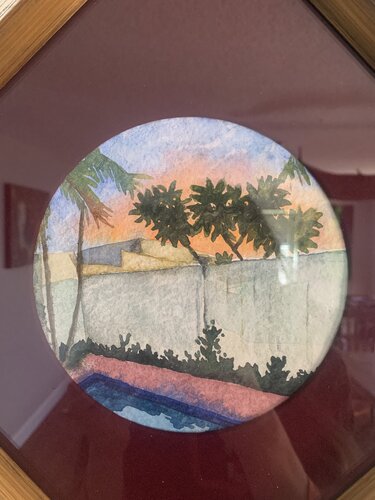 Dusk above Ed’s pool by Hazel Griffiths (2022) : Painting Watercolor on ...