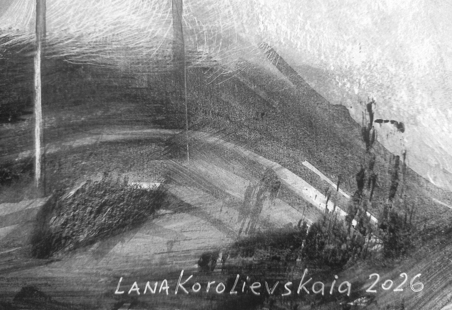 In the Cage by Lana Korolievskaia (2026) : Drawing India Ink on ...