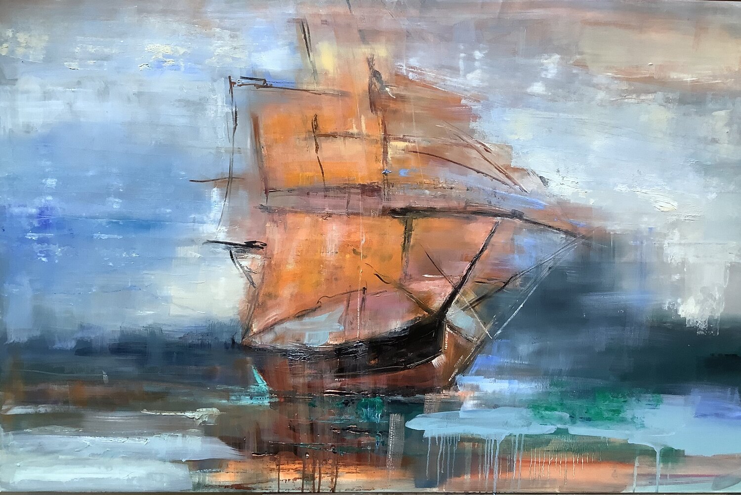 Segelschiff III by Lidiya Kwaschny (2023) : Painting Oil on Canvas ...