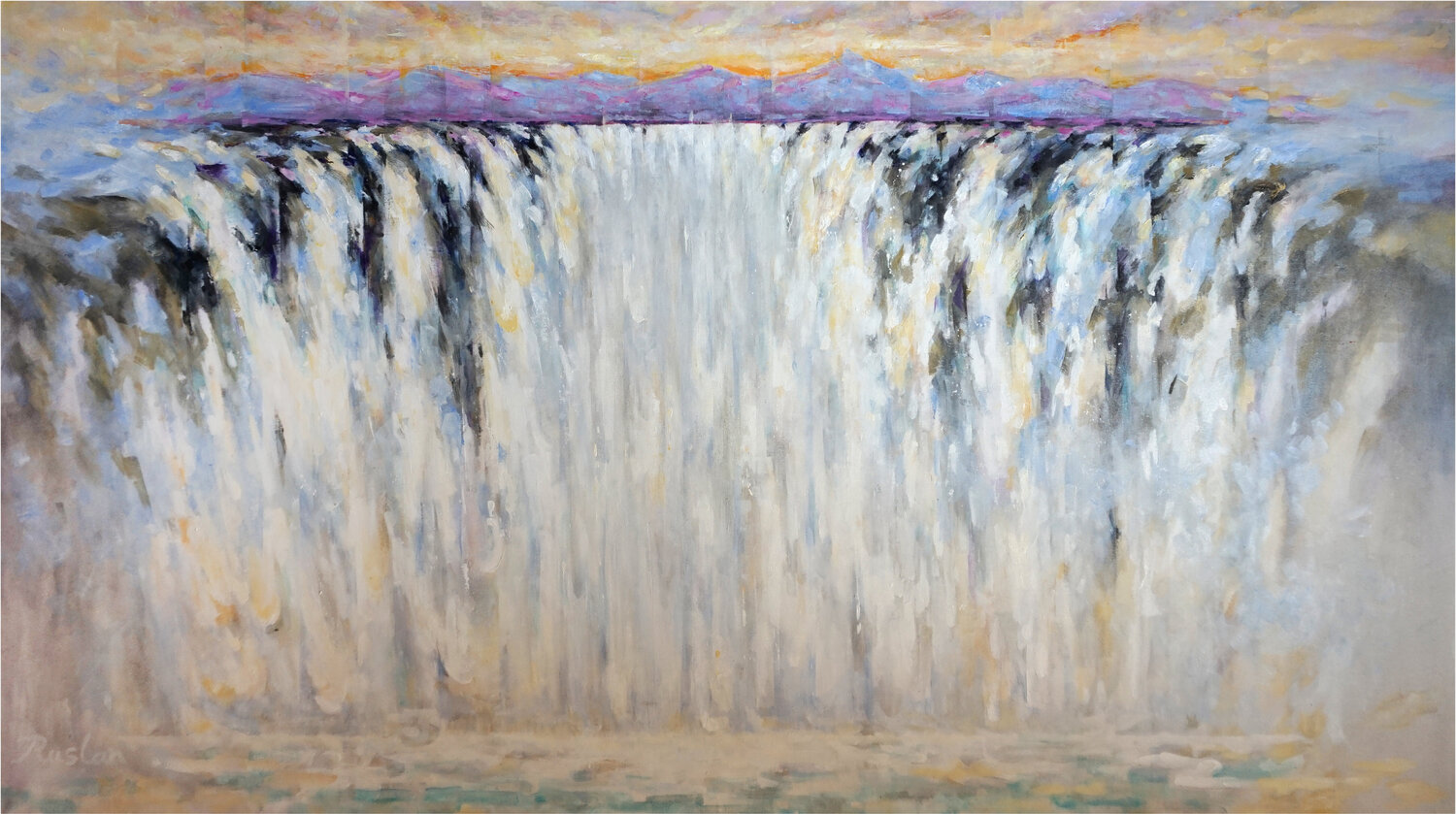 Fog on the waterfall by Ruslan Pushkash (2024) : Painting Oil on Canvas ...