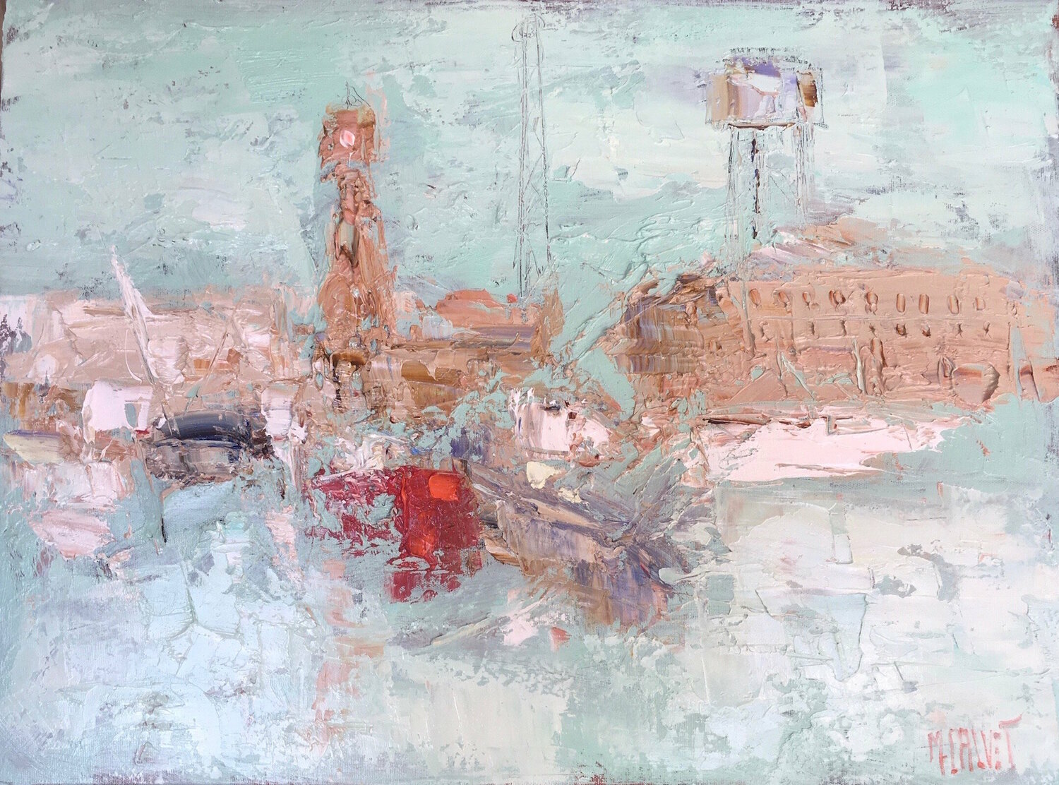 LE PORT DE BARCELONE by Michel Calvet (2020) : Painting Oil on Canvas ...