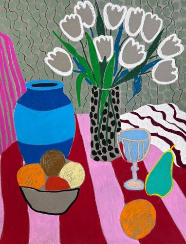 Tulips at the Quiet Table by Sasha Robinson (2026) : Work on Paper Oil ...
